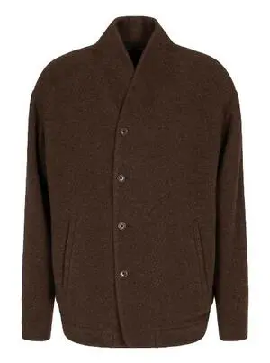 Giorgio Armani Pea Coat In Wool And Cashmere Cloth - Natural