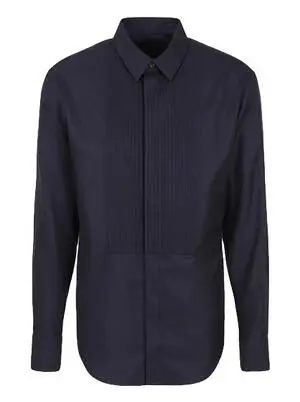 Giorgio Armani Pleated Cotton Shirt - Black