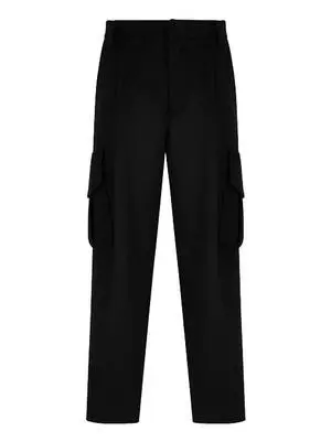 Giorgio Armani Cargo Trousers In Double Cashmere Cloth - Navy