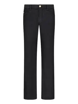 Giorgio Armani Stretch Cotton And Silk Five-pocket Trousers - Black