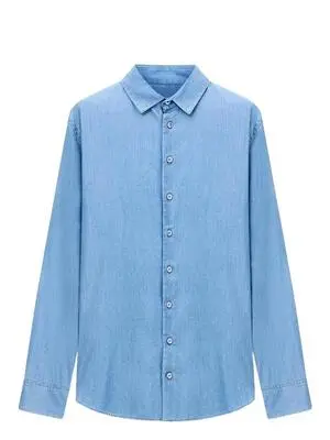 Giorgio Armani Regular-fit Shirt In Cotton Denim - Blue
