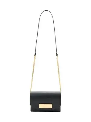 ALLSAINTS Etta Leather Clutch - Black/gold