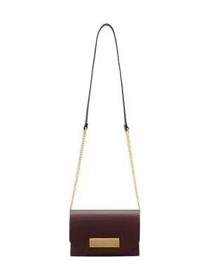 ALLSAINTS Etta Leather Clutch - Dark Red