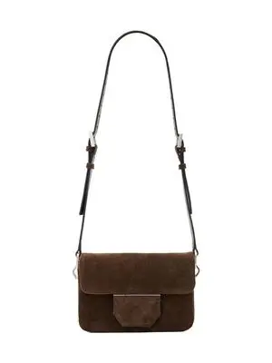 ALLSAINTS Jupiter Suede Crossbody Bag - Fango Brown