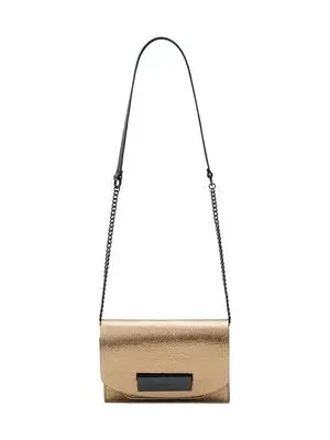 ALLSAINTS Etta Metallic Leather Clutch - Warm Brass