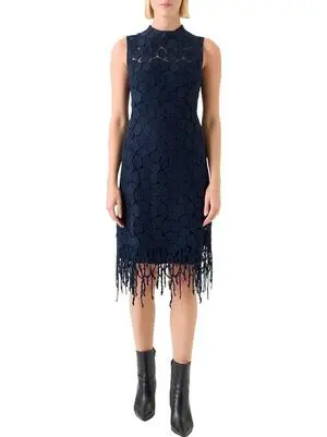 Akris Mosaic Wool-blend Sheath Dress - Navy
