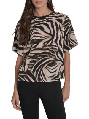 Dkny Zebra Print Short Sleeve Shirt - Blurred Zebra