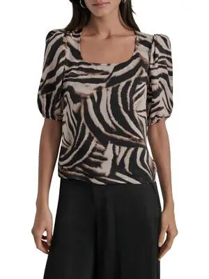 Dkny Zebra-print Cold-shoulder Top - Blurred Zebra