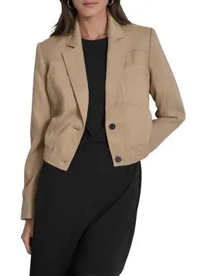 Dkny Relaxed Cropped Blazer - Travertine