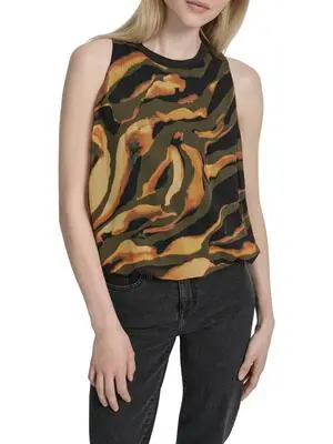 Dkny Printed Sleeveless Chiffon Bubble Top Urban Tiger