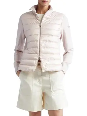 MONCLER Wool Knit & Quilted Down Cardigan