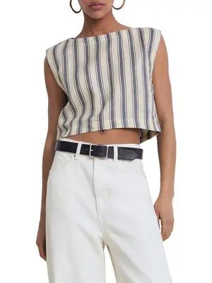 Mango Linen Crop Top Ecru
