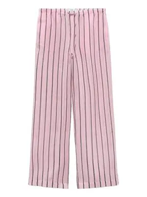 Mango Striped Wide Leg Pants - Light Pink