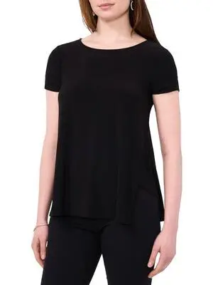 Chaus Split Hem Bateau Neck T-Shirt Rich Black 060