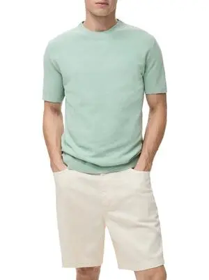 Mango Fine Knit Short Sleeve Sweater - Turquoise