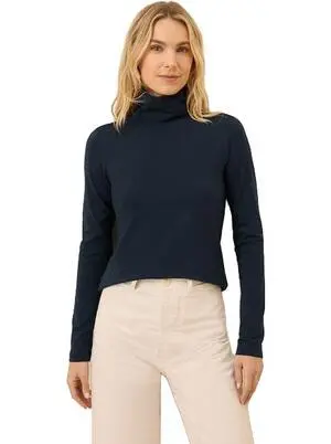PACT Luxe Stretch Jersey Slim Turtleneck Midnight Blue