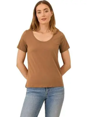 PACT Organic Cotton Softspun Scoop Neck Tee Brown Sugar
