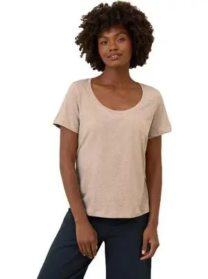 PACT Organic Cotton Softspun Scoop Neck Tee - Flax Heather