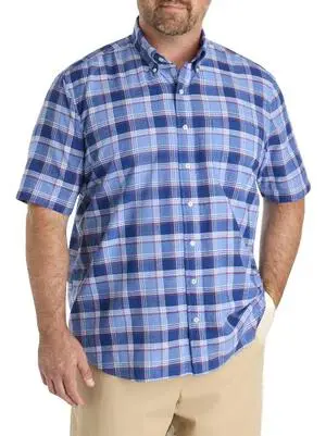 Brooks Brothers Big & Tall Non-iron Madras Plaid Sport Shirt - Hydrangea Navy