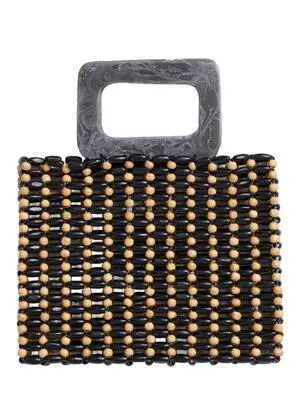 L*Space Chiado Wooden Bead Bag Natural Black