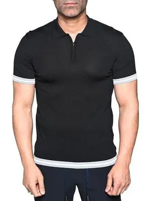 MACEOO Deep Quarter Zip Polo - Black