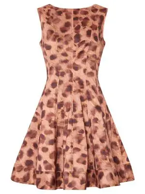 MILLY Poppy Leopard Print Taffeta Mini Dress - Brown