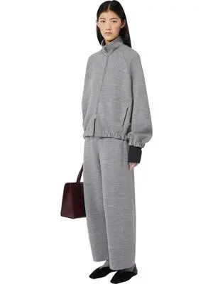 Max Mara Sweatshirt In Double-faced Wool And Cotton Jersey - Light Grey