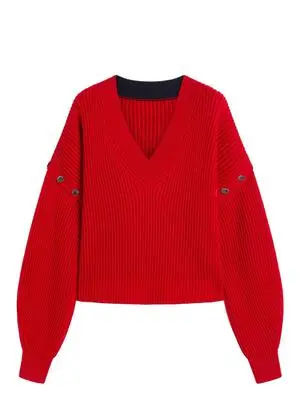 Max Mara Oversized Wool Jumper With Detachable Sleeves - Red