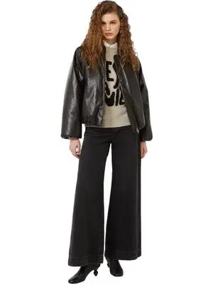 Max Mara Cropped Coated Jersey Bomber Jacket - Chocolate