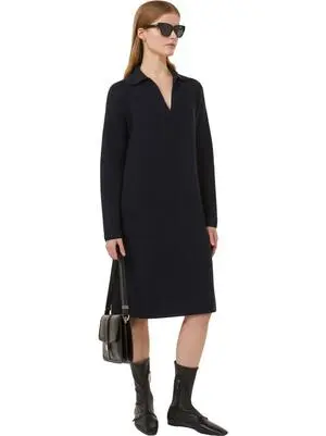Max Mara Wool And Cashmere Fisherman's Rib-knit Dress - Navy
