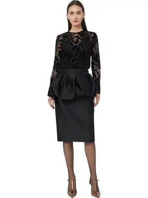 Max Mara Tulle T-shirt With Velvet Embroidery - Black