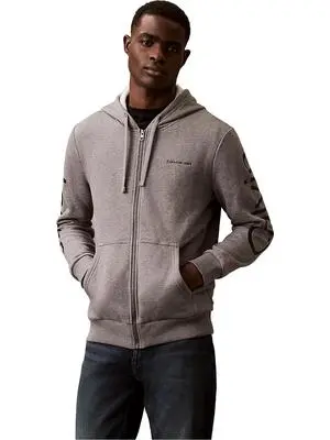 Calvin Klein Fleece Zip Hoodie - Medium Grey Heather