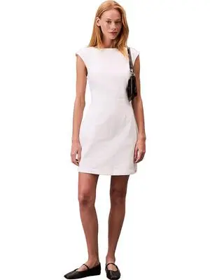 Calvin Klein Denim Mini Dress With Open Back - Chalk White