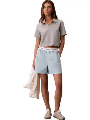 Calvin Klein Cotton Logo Waistband Shorts - Winter Sky