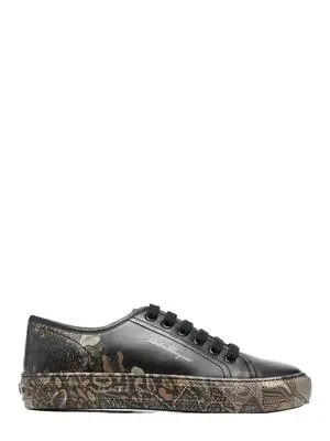 FERRAGAMO Floral Trim Sneakers - Black