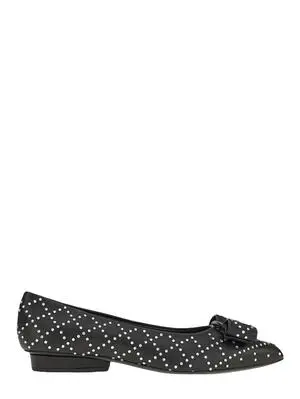 FERRAGAMO Viva Rhinestone Embellished Ballet Flats - Black