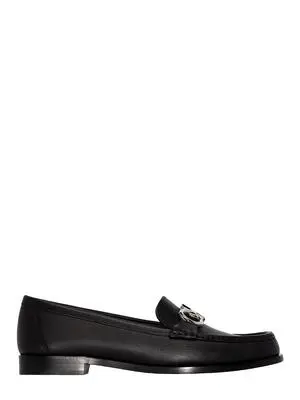 FERRAGAMO Gancini Plaque Low-heel Loafers - Black