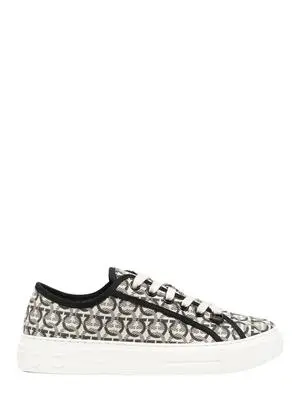 FERRAGAMO Anson Gancini Jacquard Sneakers - Neutrals