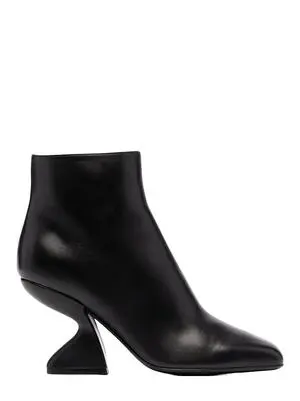FERRAGAMO F Heel Sculpted Ankle Boots - Black