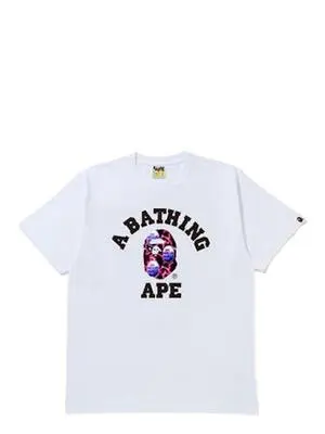 A BATHING APE Lightning College Tee Shirt - White/black