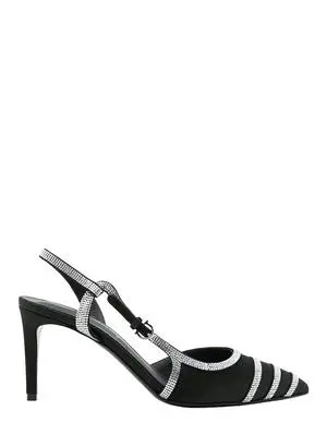 FERRAGAMO Rhinestone Slingback Pumps - Black
