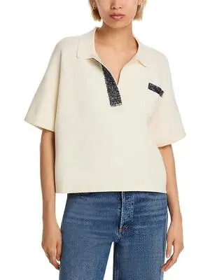 Essentiel Antwerp Knit Polo Top - Off White