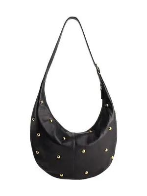 Madewell The Essential Studded Suede Curve Shoulder Bag - True Black