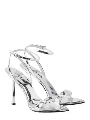Prada Metallic High-heeled Sandals - Silver