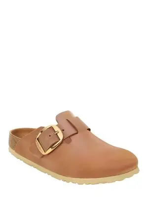 BIRKENSTOCK Boston Big Buckle Natural Leather Oiled Clog - Cognac