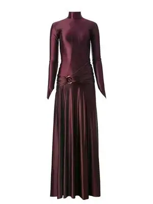 MOOS STUDIO Velvet High-neck Maxi Dress - Purple