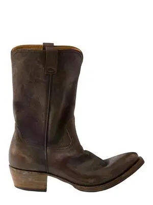 Prada Leather Cowboy Boots - Brown