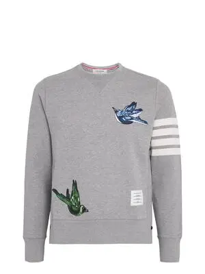 Thom Browne Cotton Embroidered Bird Sweatshirt - Grey