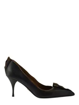Prada 85mm Antiqued Leather Pointed-toe Pumps - Black