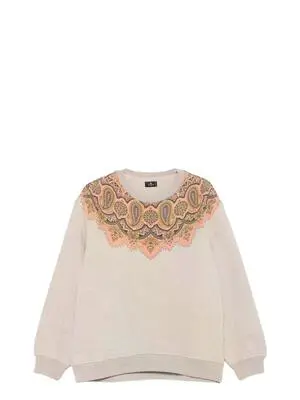 Etro Crew-neck Sweatshirt With Paisley Details - Neutrals